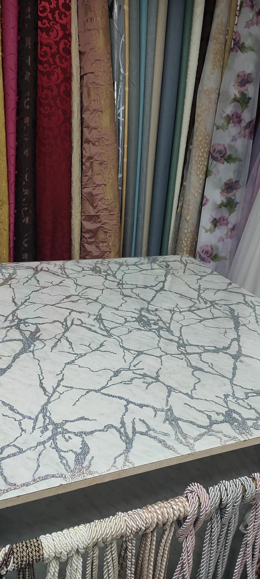 Силиконовая скатерть на стол 80х160 гибкое стекло прозрачный мрамор