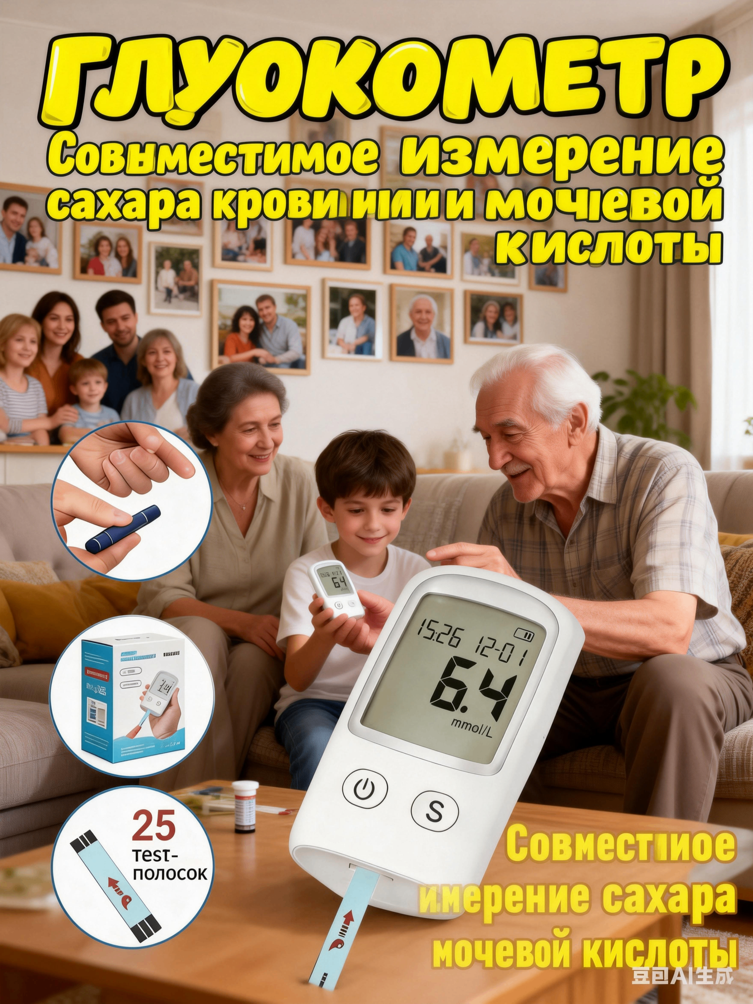 Глюкометр "Сателлит Экспресс", с полосками и ланцетами в комплекте