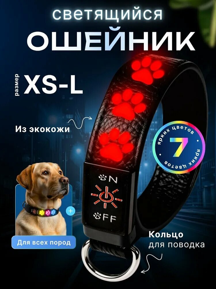 Светящийся ошейник для собак, длина до 30 см