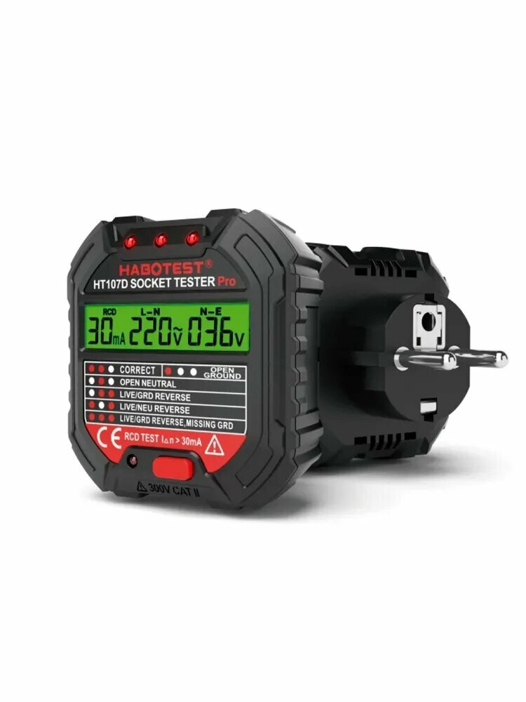Тестер розеток HT107D тестовое напряжение вропейский детектор розеток