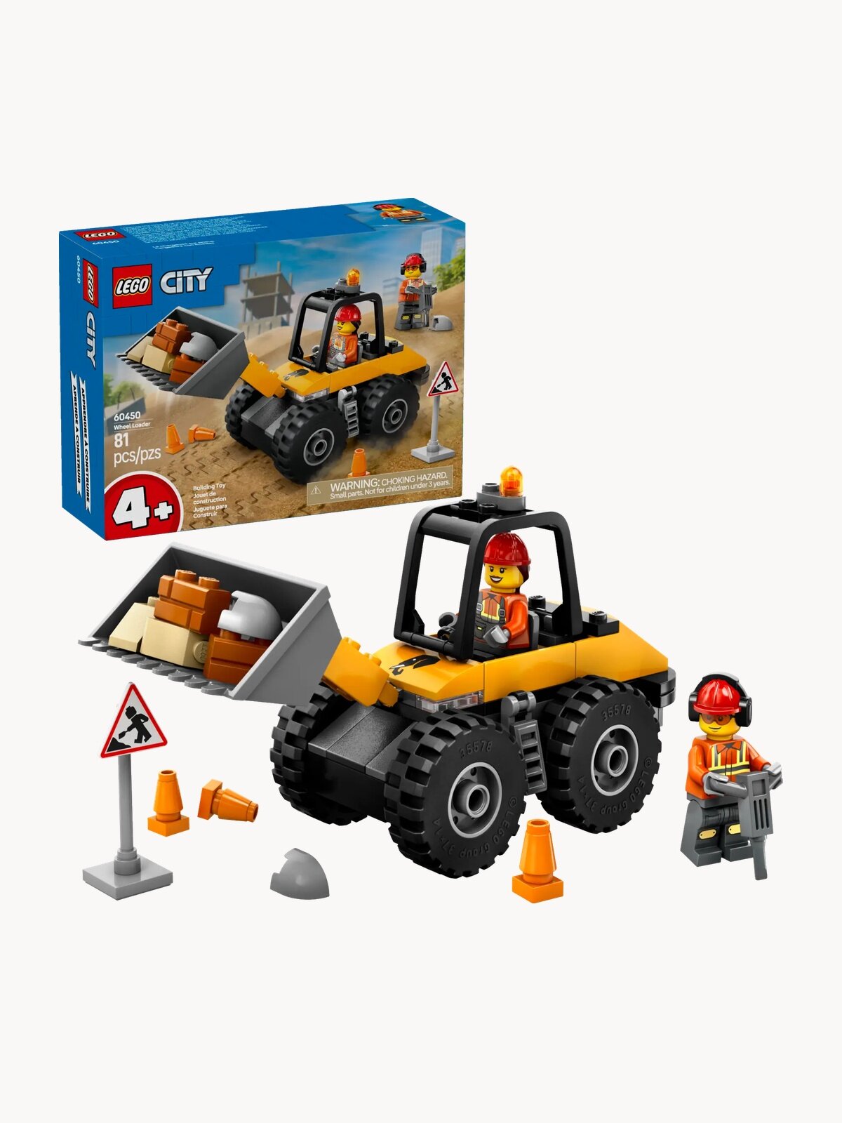 Конструктор LEGO Сity 60450 Жёлтый строительный колёсный погрузчик, 81 дет.