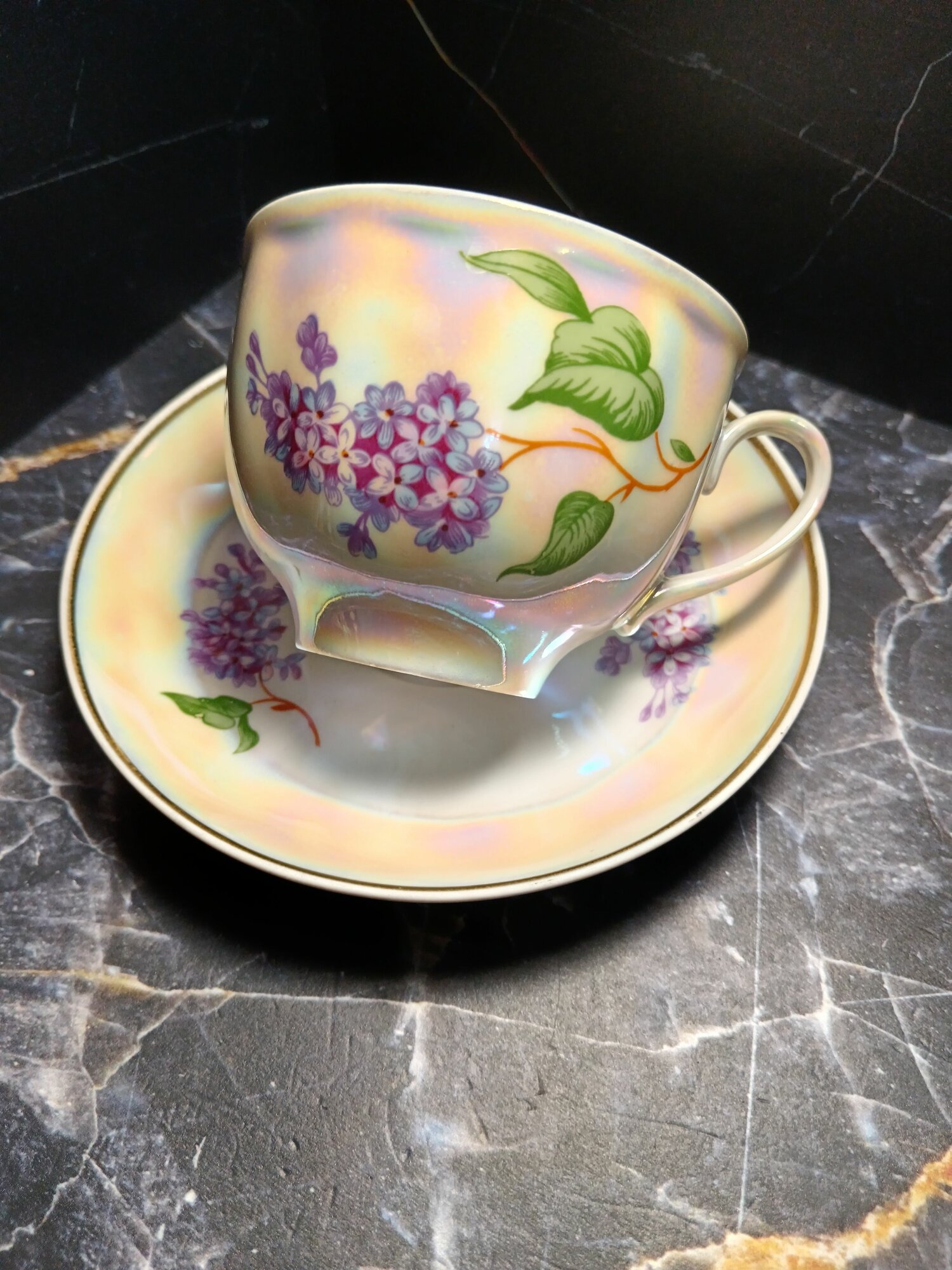 Чайная пара Дулево "Сирень", винтаж