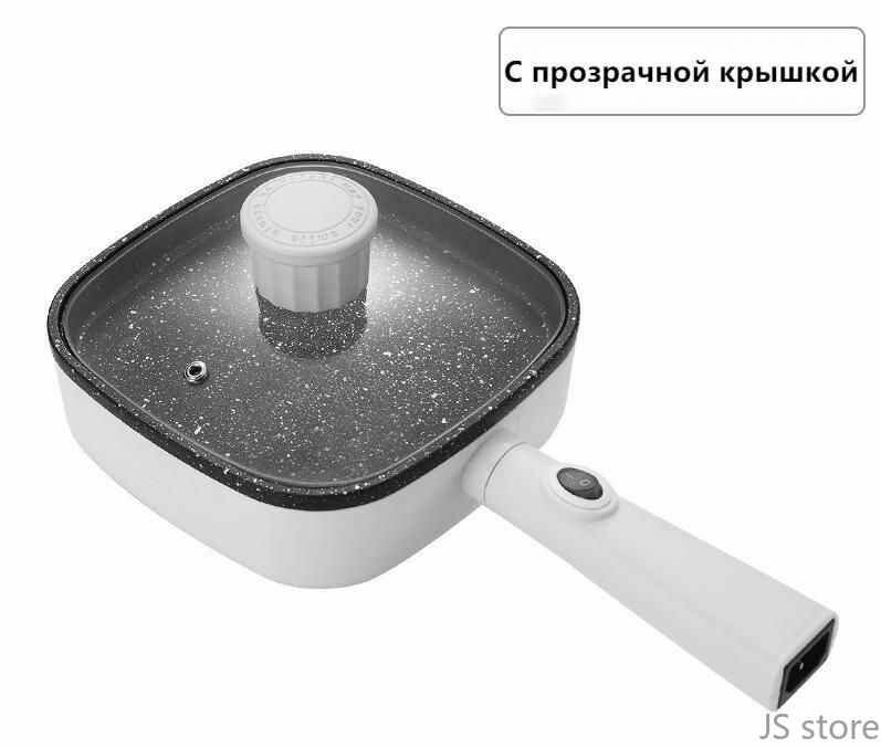 Электросковорода квадратная с крышкой многофункциональная для приготовления оладий, яичницы, завтрака с ячейками-JS store