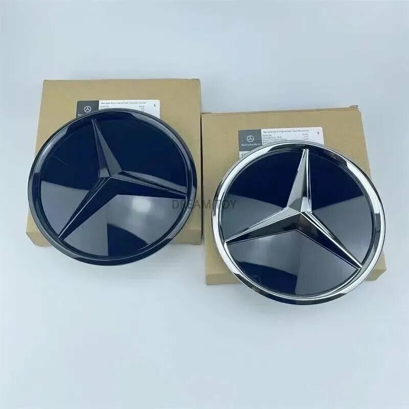 Эмблема/значок/шильдик в решетку радиатора Mercedes - Benz w205 ( окантовка хром/ звезда хром ) - Benz стеклянный под имитацию дистроника 18,5 см диаметр