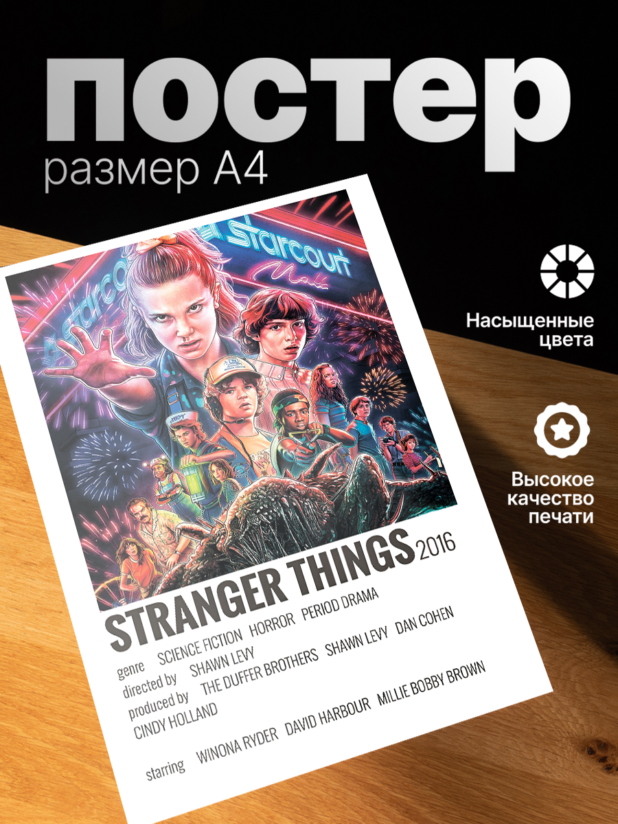 Постер ZEKEKS Очень странные дела, на стену, без рамы, 29x21 см, цифровая печать