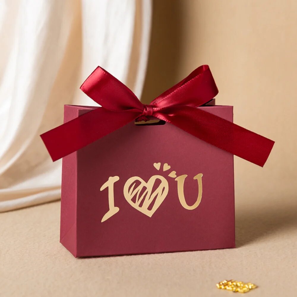 Подарочная сумка "I ❤ U", Style 6, красная