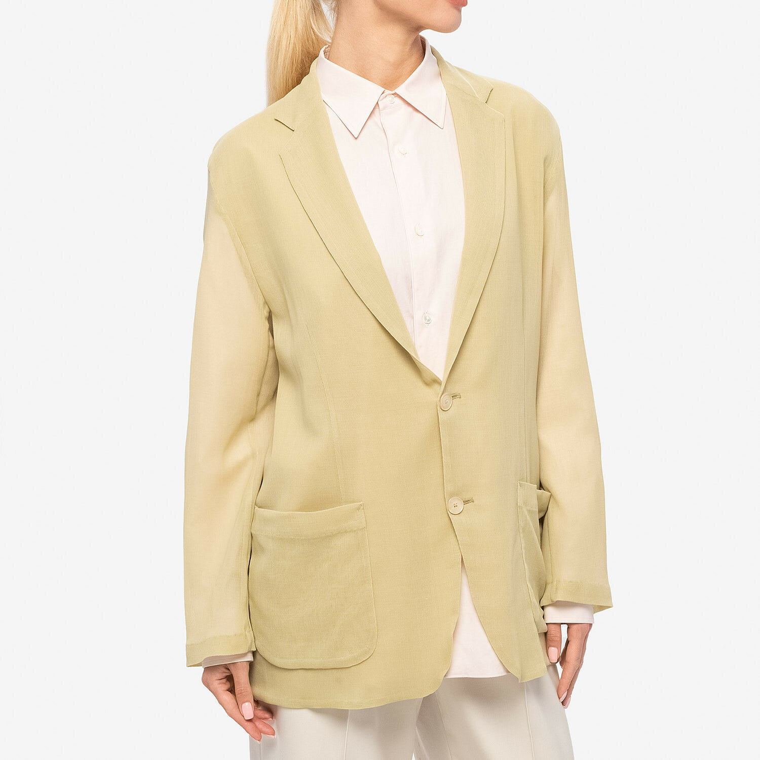 Рубашка AURALEE РУБАШКА AURALEE WOOL RECYCLE POLYESTER LENO SHEER JACKET, размер 2 — фото 1