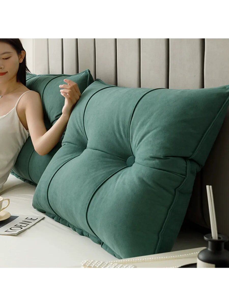 Подушка Manyue Home из бархата, зеленая, 100x60x18 см