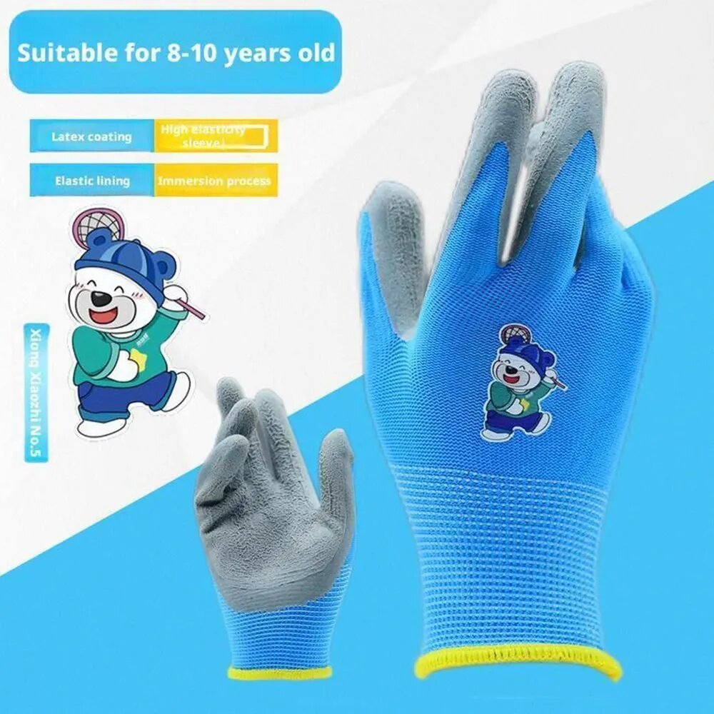 Перчатки рабочие детские, садовые с покрытием из латекса, прорезиненные, хозяйственные, защитные