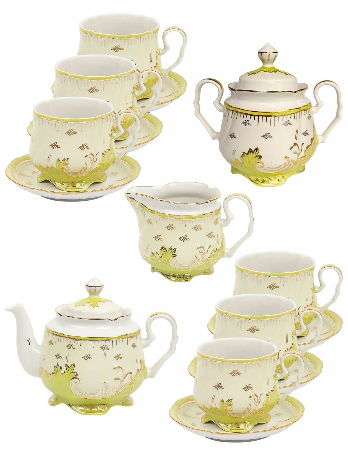 Сервиз чайный Кузнецовский "Изумрудный"