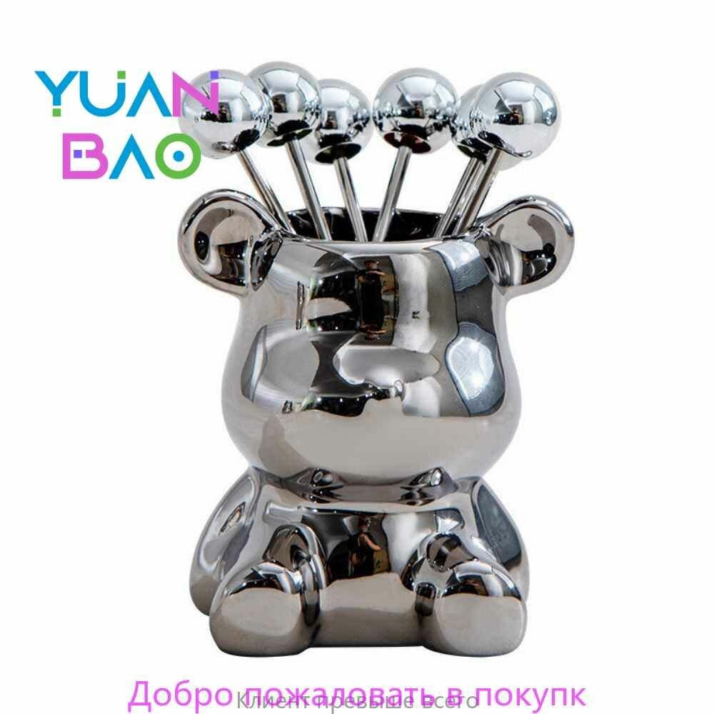 Вилочки для канапе с подставкой Мишка