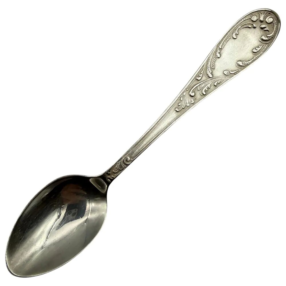 Ложка чайная "Пламя старое", 14 см, МНЦ, серебрение, 1930-1950 гг, Кольчугино, СССР