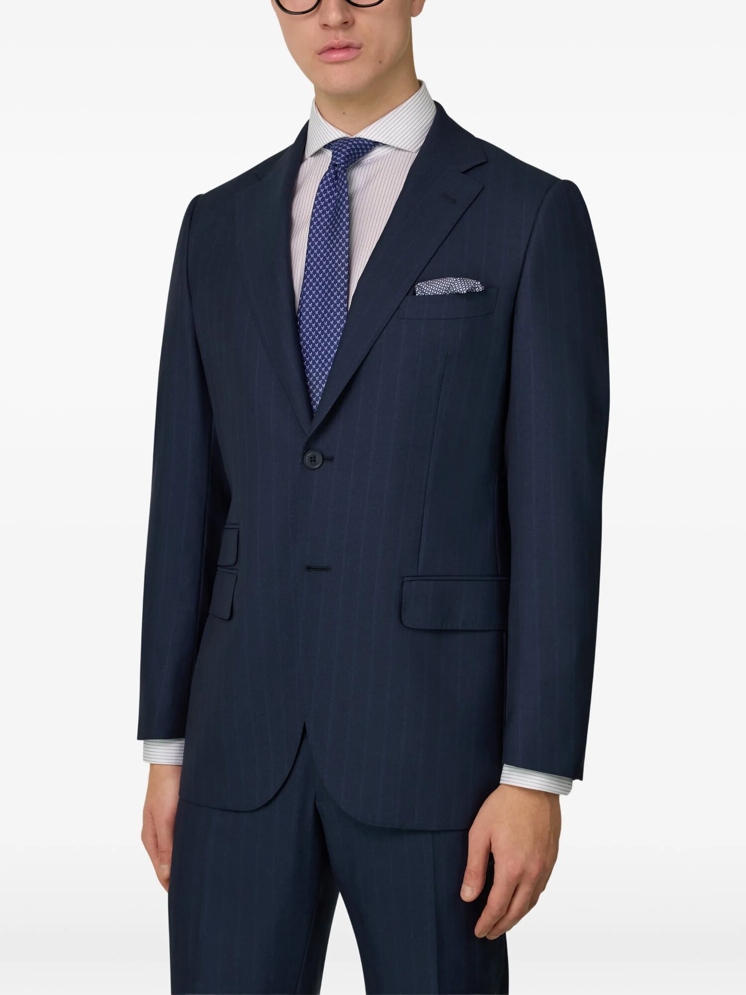 Комбинезон Boggi Milano Pinstriped flap-pocket suit, размер 52, blue — фото 1
