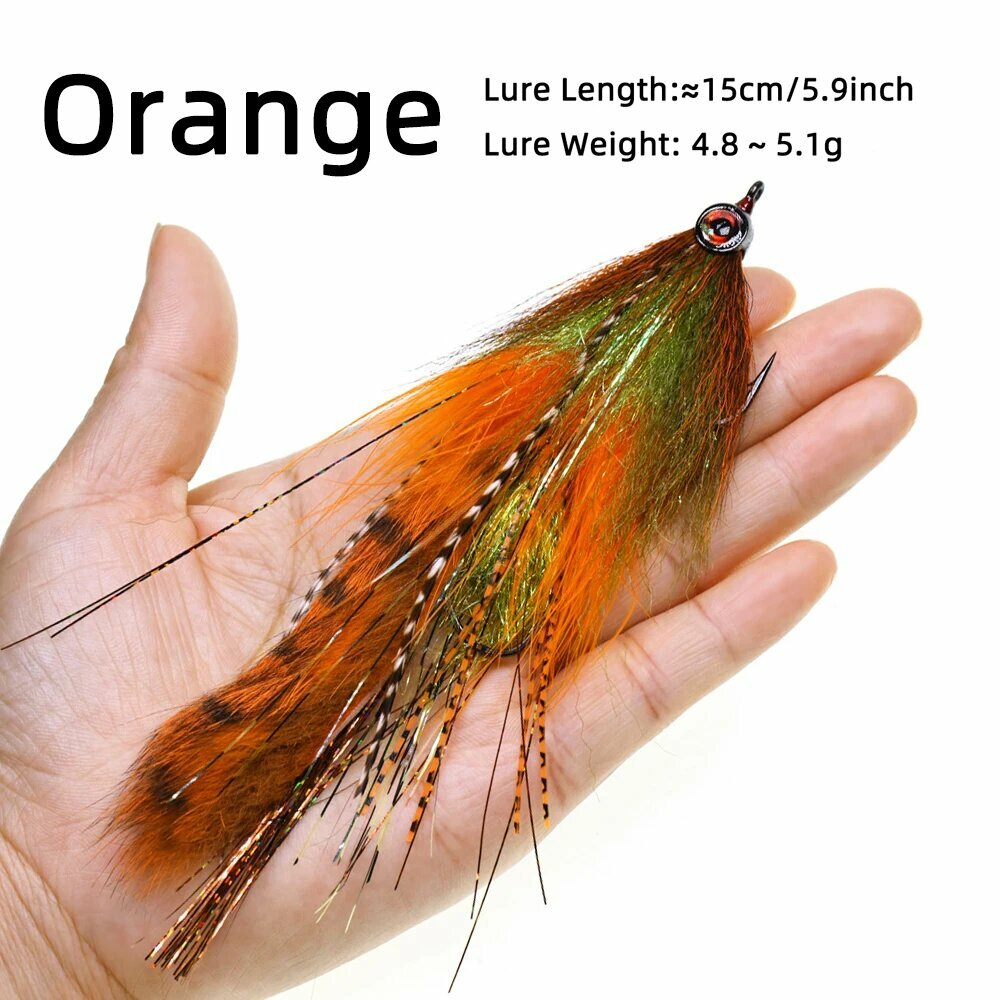 Wifreo Шарнирный стример для нахлыстовой рыбалки 5.9", 2 крючка Оранжевый, 1PC Orange