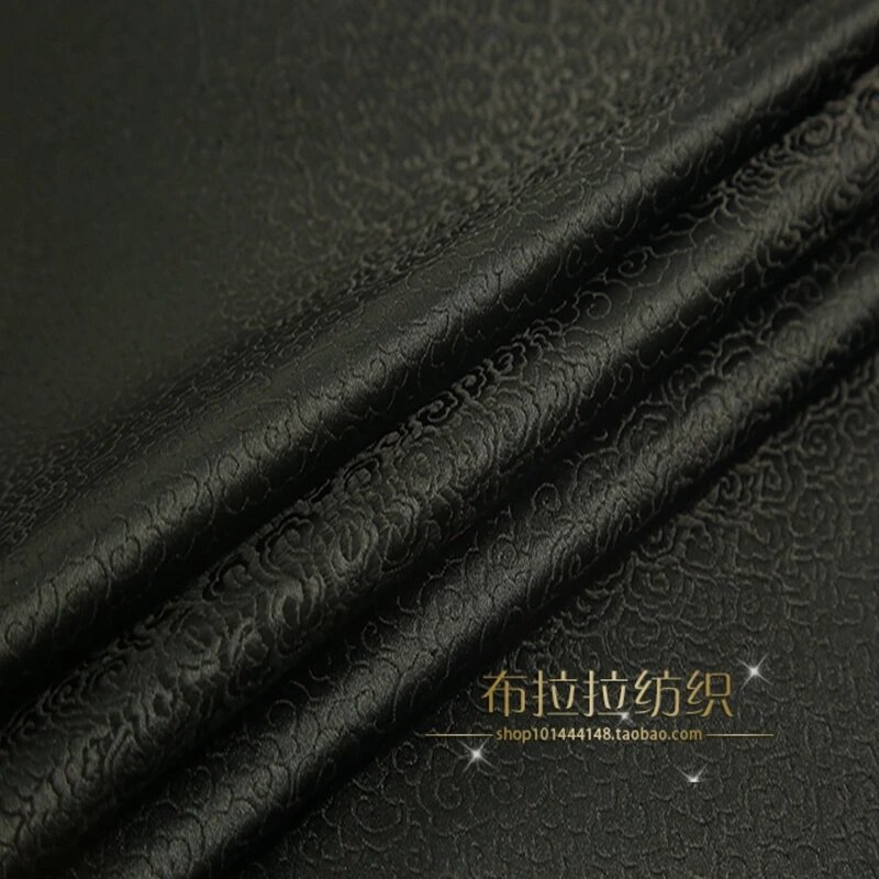 Парчовая жаккардовая ткань полиэстер 0,75 м Черный, Black true color