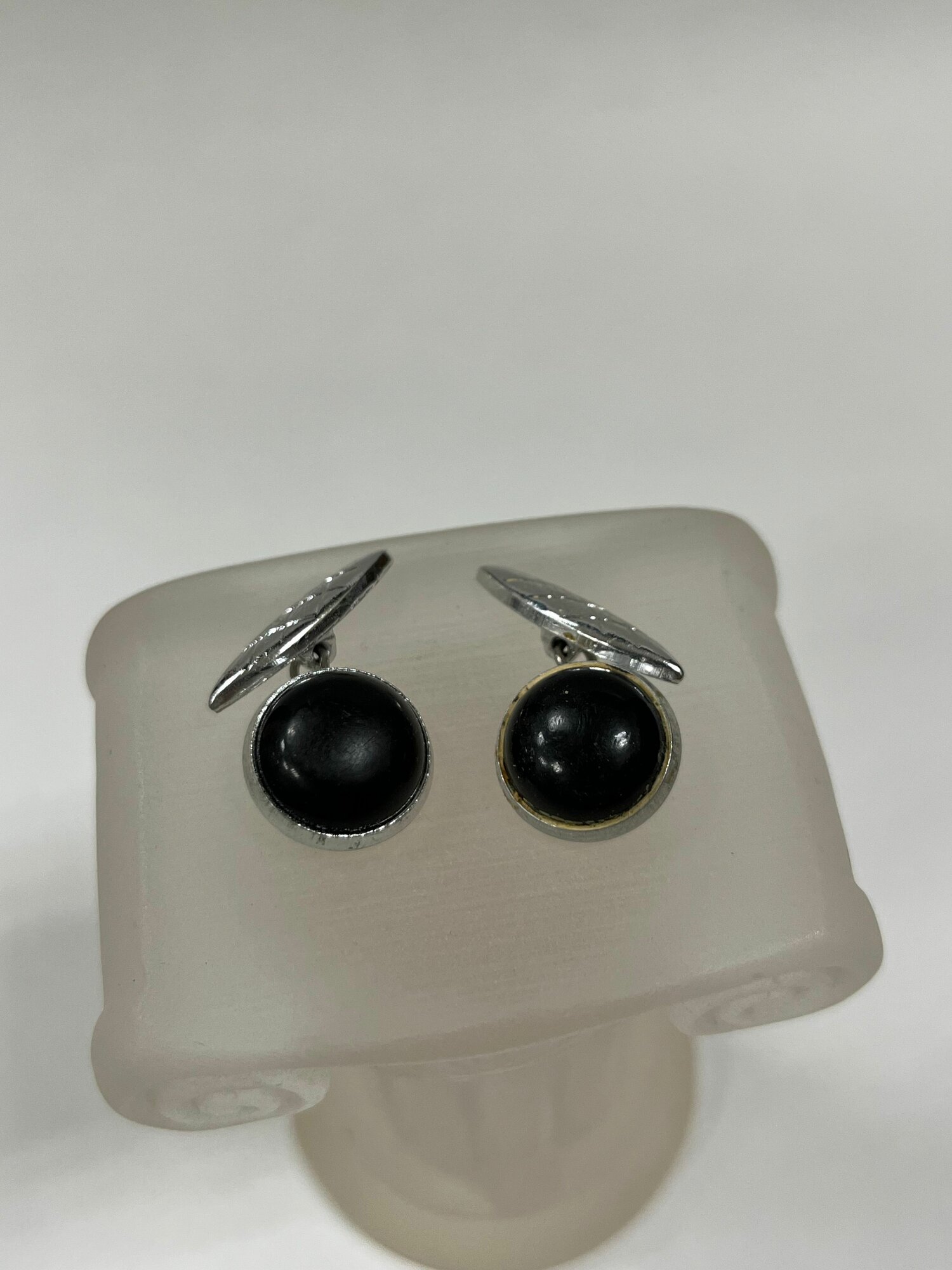 Советские винтажные запонки, черная вставка. Сделано в СССР