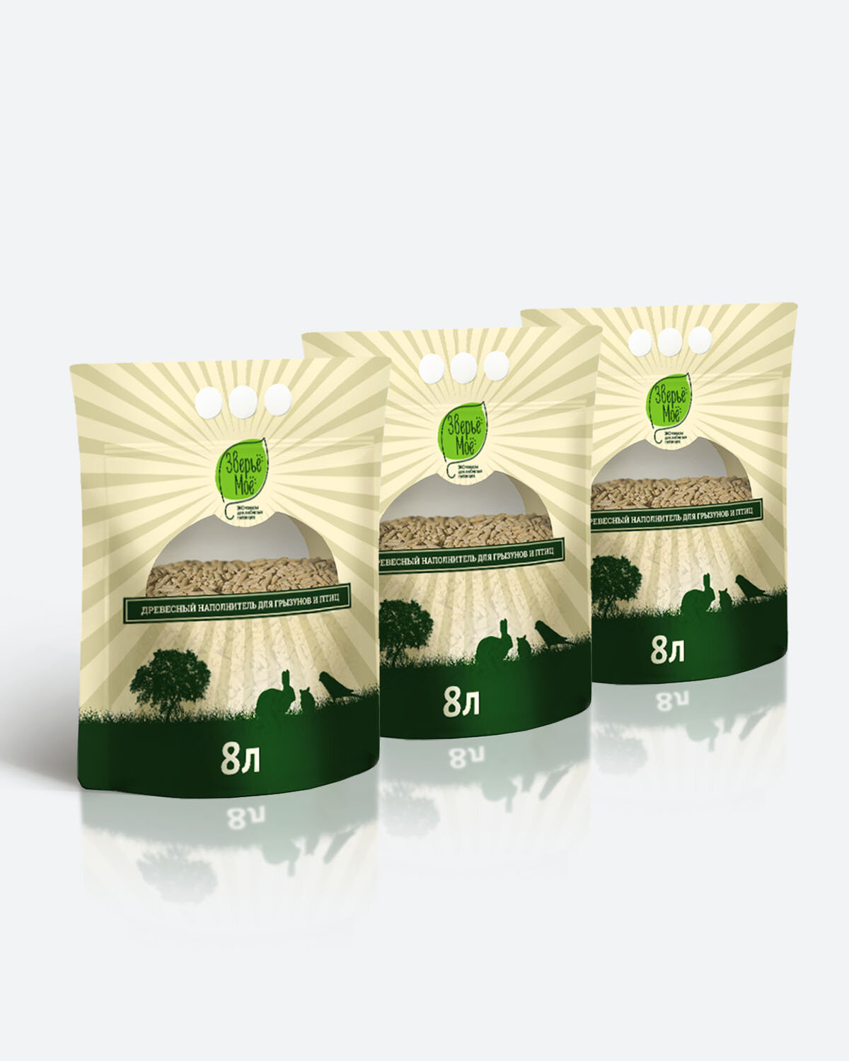 Наполнитель для грызунов древесный 6кг Зверье Мое