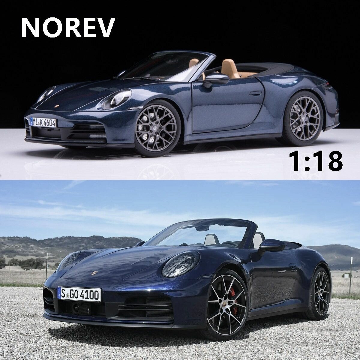 1:18 NOREV Porsche 911 Carrera 2025 новая модель спортивного автомобиля из легкого сплава