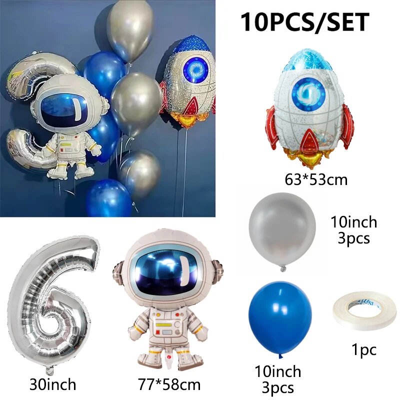 Космическое пространство 0-9 комплект воздушных шаров с номером астронавт космонавт ракета фольга Globos для мальчиков и детей тема галактики декор для дня рождения поставки