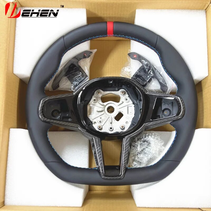 Модернизированный кожаный автомобильный руль для BMW 3 4 5 серии G01 G02 G05 G20 G80 G82 G22 G26 G30 G32 G87 F90 F95 Автомобильные аксессуары style2 Leather, NO heating NO ACC