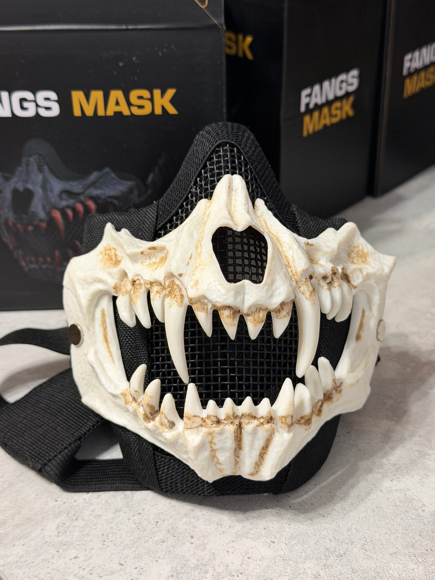 Защитная маска WOSPORT Fang Mask, дышащая, двухслойная, стальная проволока, белая