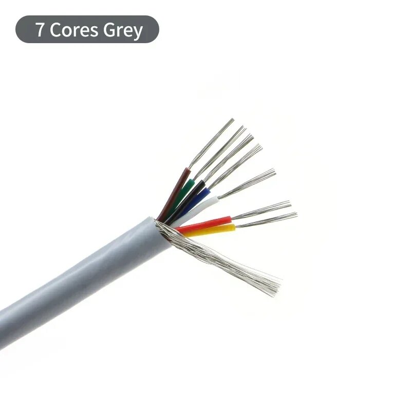 Экранированный провод UL2547 28/26AWG 2-8 жил черный/серый 28AWG, Grey x 7 Cores, 1 meter