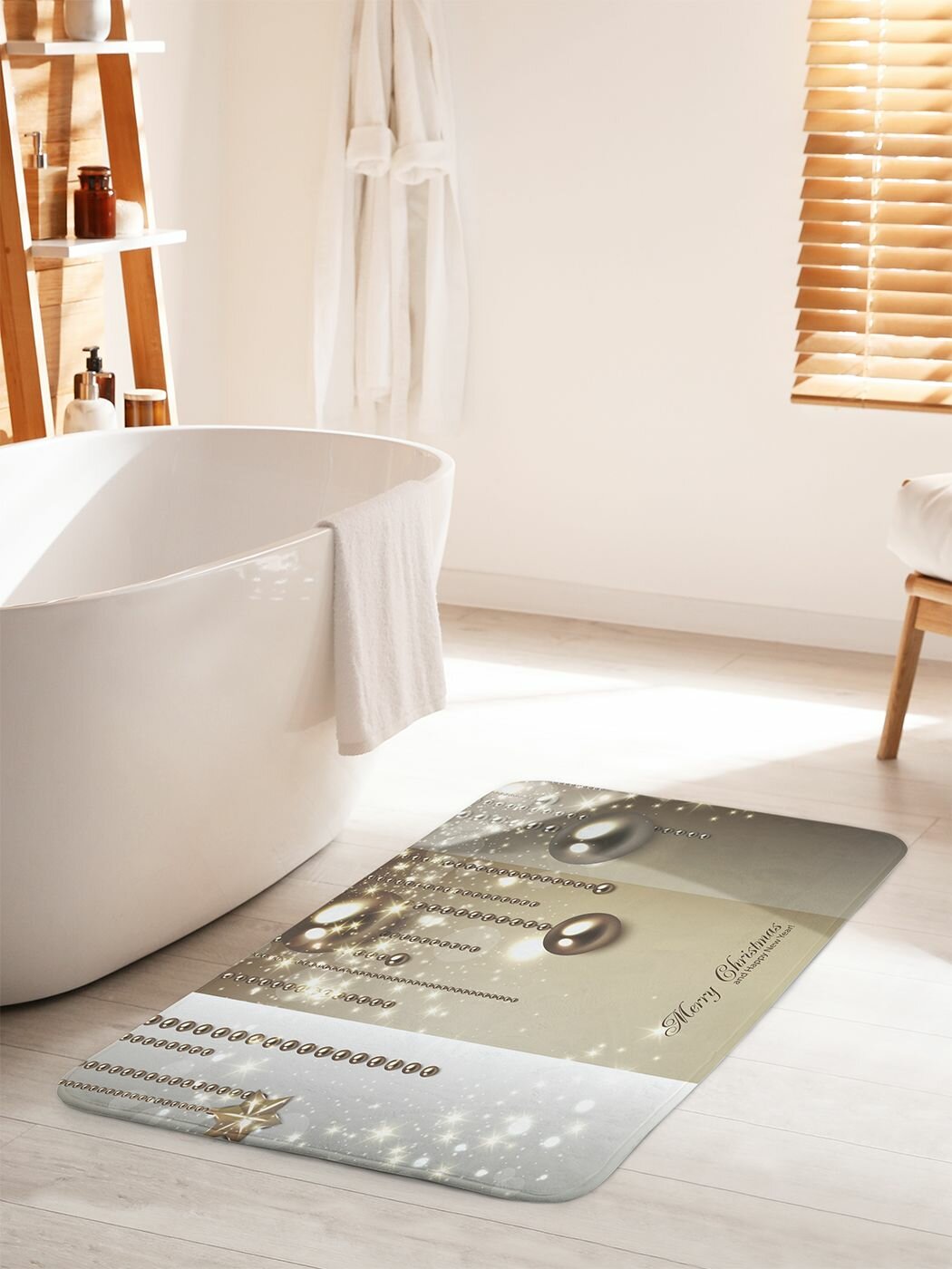 Коврик для ванной комнаты и туалета противоскользящий "Новогодний блеск" 60х100 см, JoyArty, серия Новый год