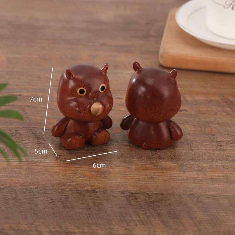 Черный орех, милый мультяшный маленький молочный дракон, игрушка из массива дерева, креативное украшение для офиса, книжной полки, настольная фигурка