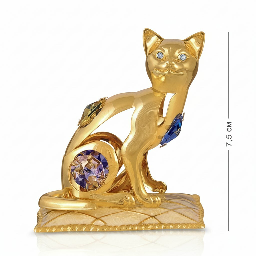Фигурка Кошка на подушке с цв. кр. A12257 Crystal Temptations, Металл, кристалл
