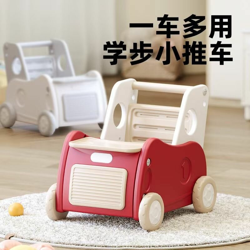 Детская тележка-ходунки, каталка коляска с хранением. Толокар машина