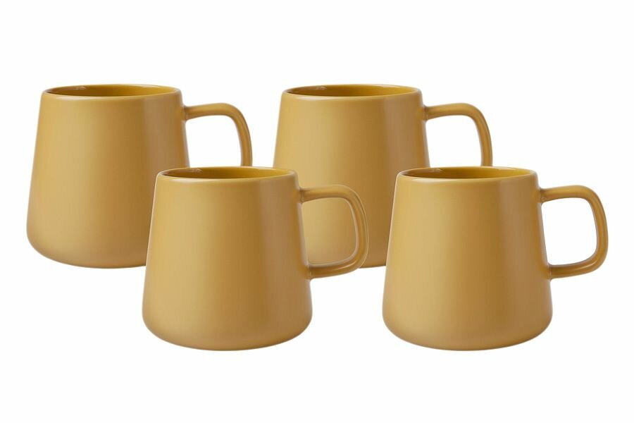 Набор кружек Blend Sala, горчичный, 0,375 л, 4 шт, чашки для чая и кофе