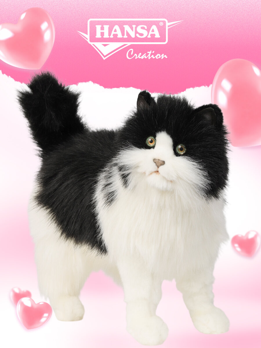 Реалистичная мягкая игрушка Hansa Creation Кошка черно-белая, 40 см, 4221
