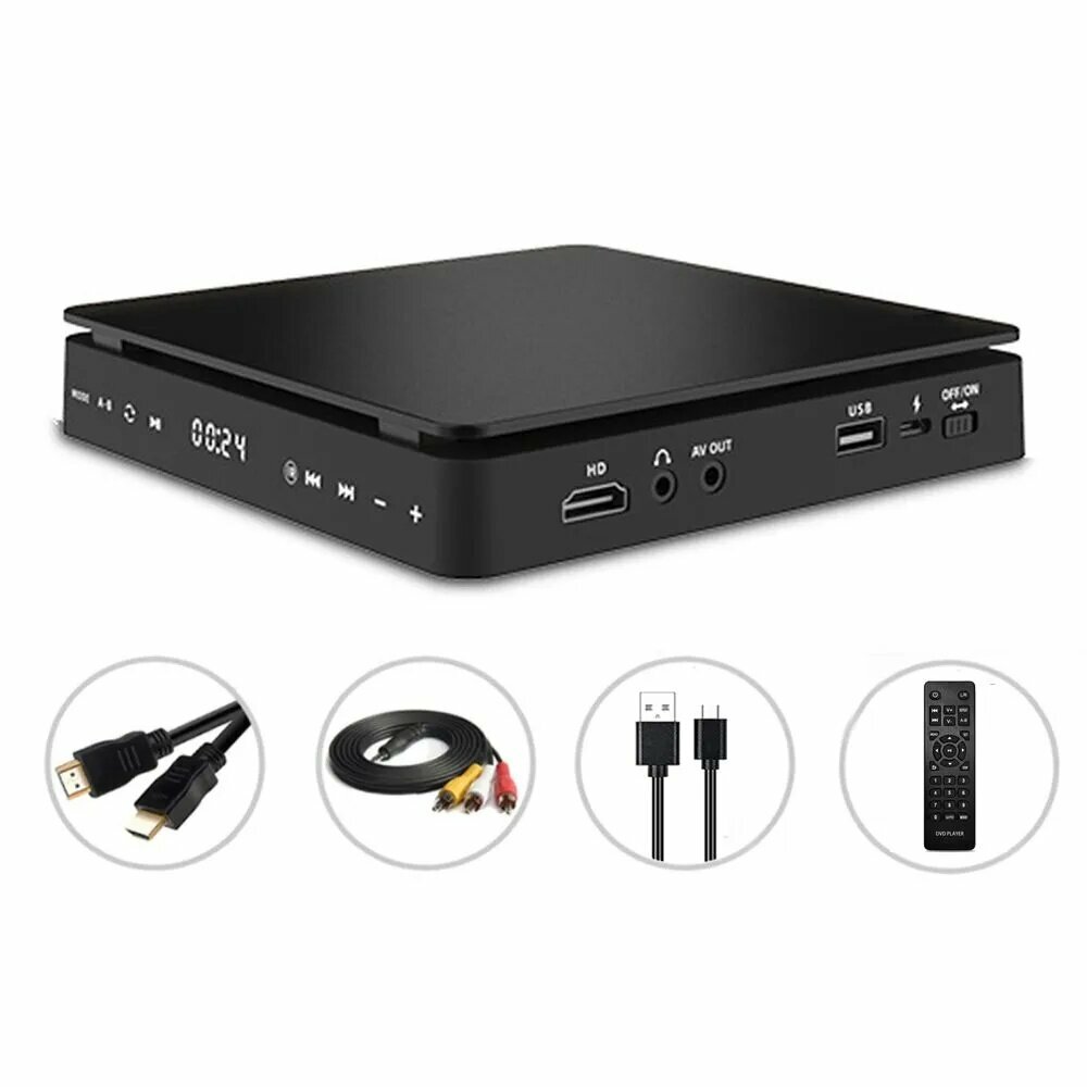 MEGICOT мини DVD-плеер для телевизора с HDMI AV порт сенсорной кнопки дистанционного управления, все области бесплатно, Поддержка CD VCD USB Flash 1080P видео