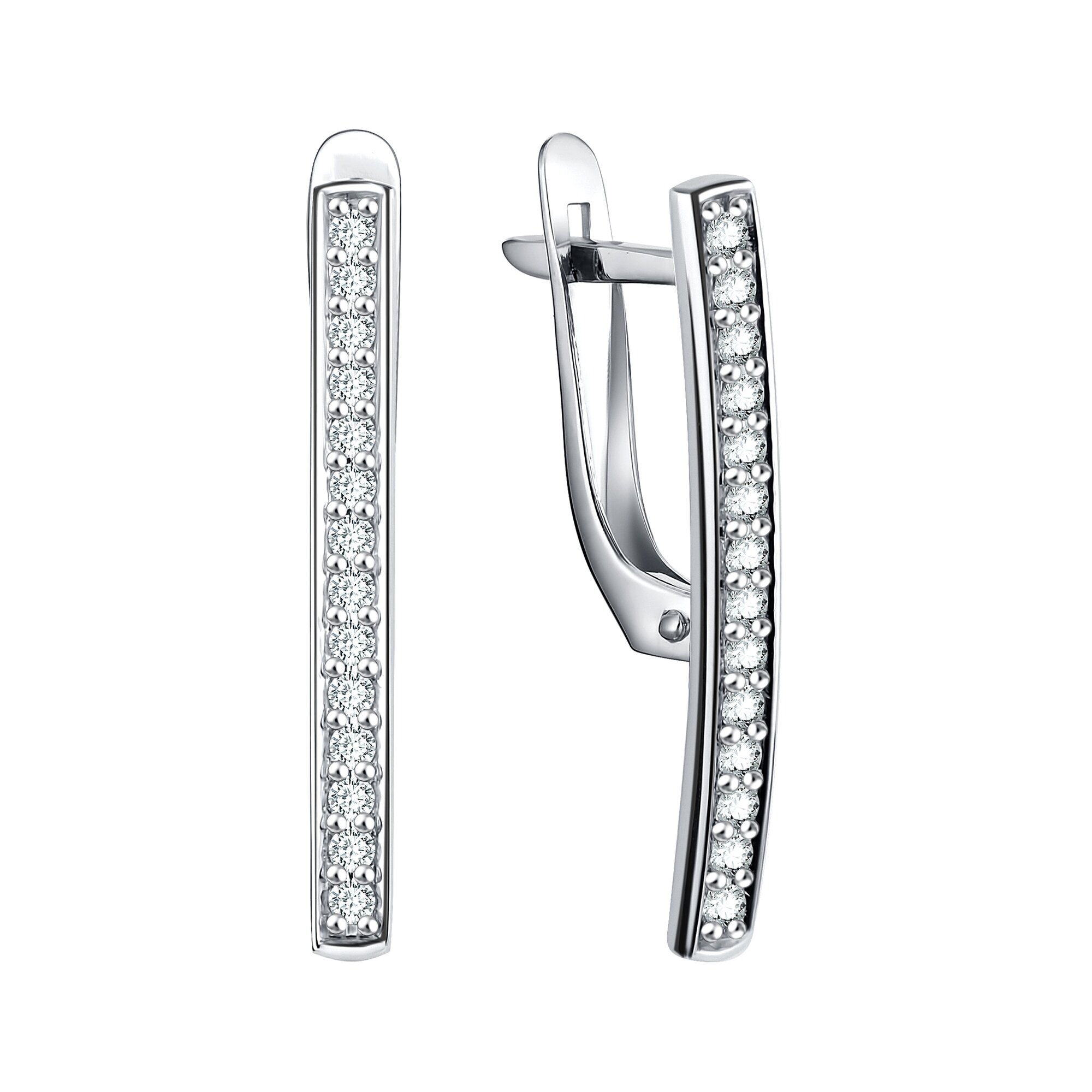 Серьги, серебро, 925 проба, родирование, фианит