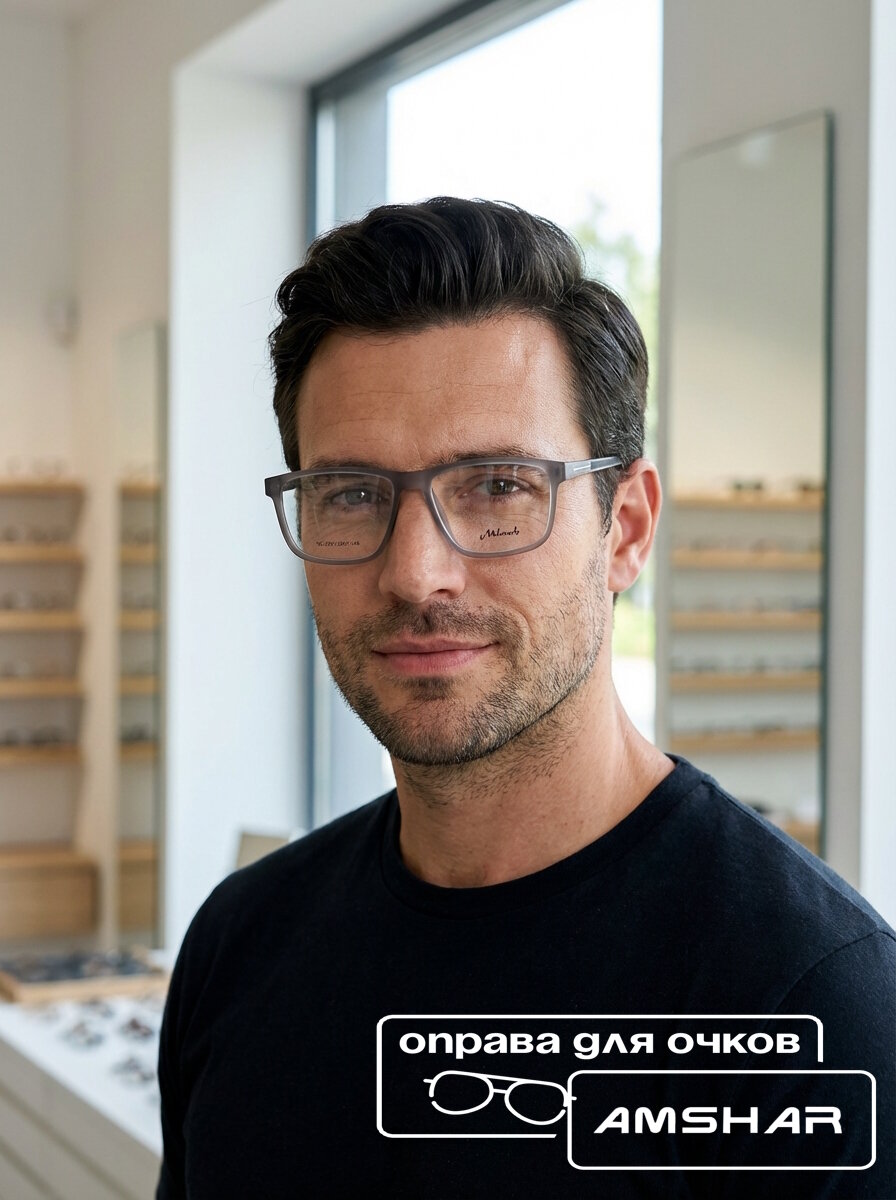 Оправа для очков Melorsch SG2201, классическая, светло-серая, пластик, 1 шт