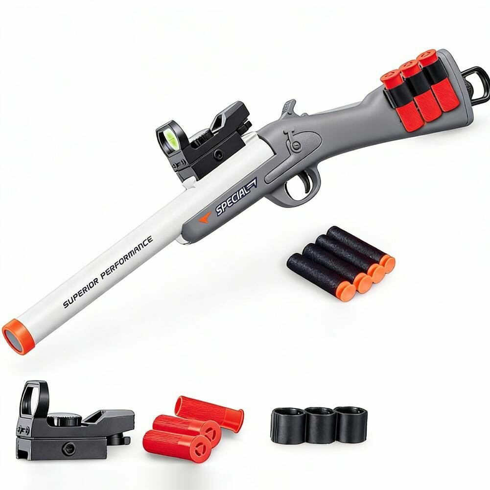 Детский игрушечный дробовик с патронами (мягкими пулями и гильзами)