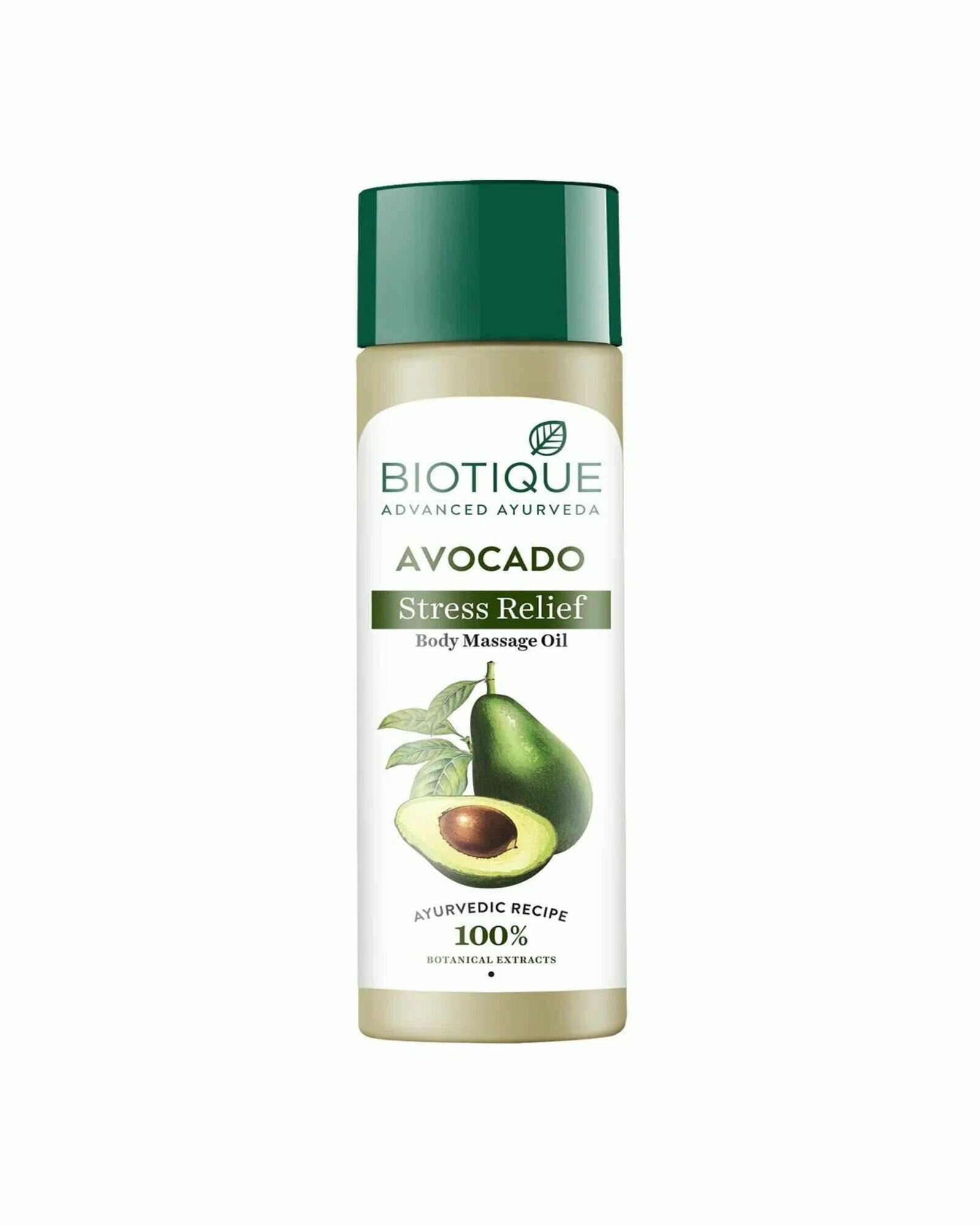 Массажное масло для снятия стресса Авокадо, Биотик / Biotique, Bio Avocado Stress Relief Body Massage Oil, 200 мл.