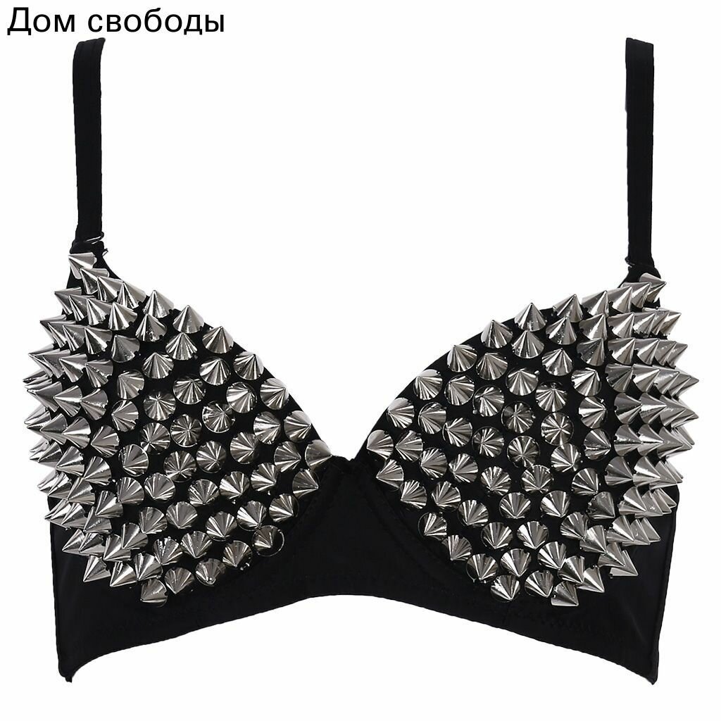Бюстгальтер, Бюстгальтер с заклепками - серебро 2XL