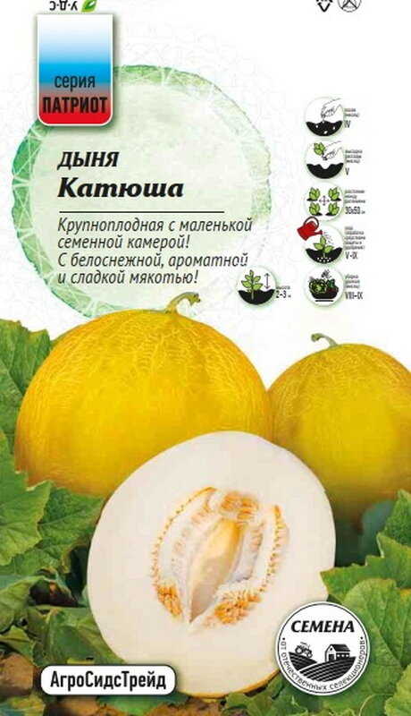 Семена овощей Агросидстрейд Патриот дыня Катюша, для дачи, сада, огорода и на рассаду