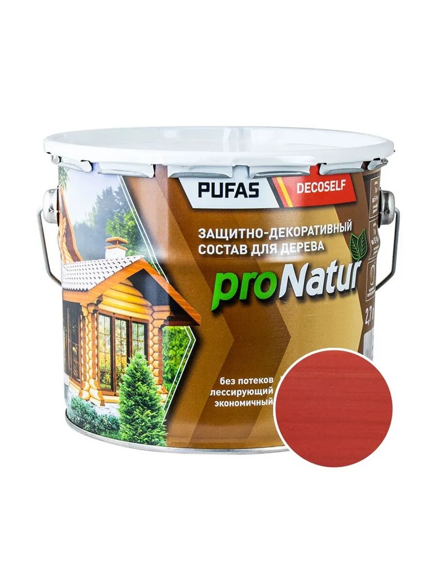 Антисептик Pufas Ekonom ProNatur, для дерева, цвет рябина, 2,7л