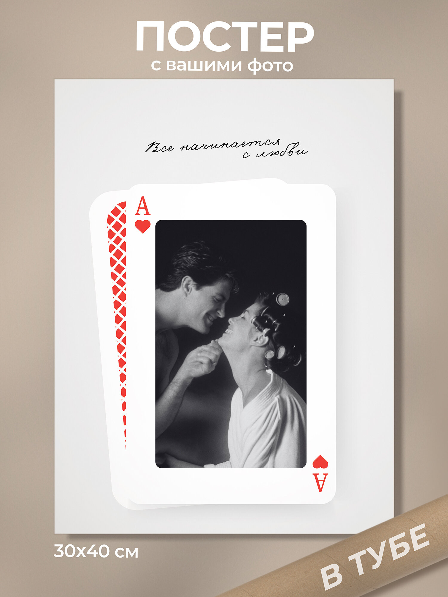 Постер с вашими фото 30х40 см / Подарок парню, девушке, день рождения /Постер по фото на заказ, плакат интерьерный
