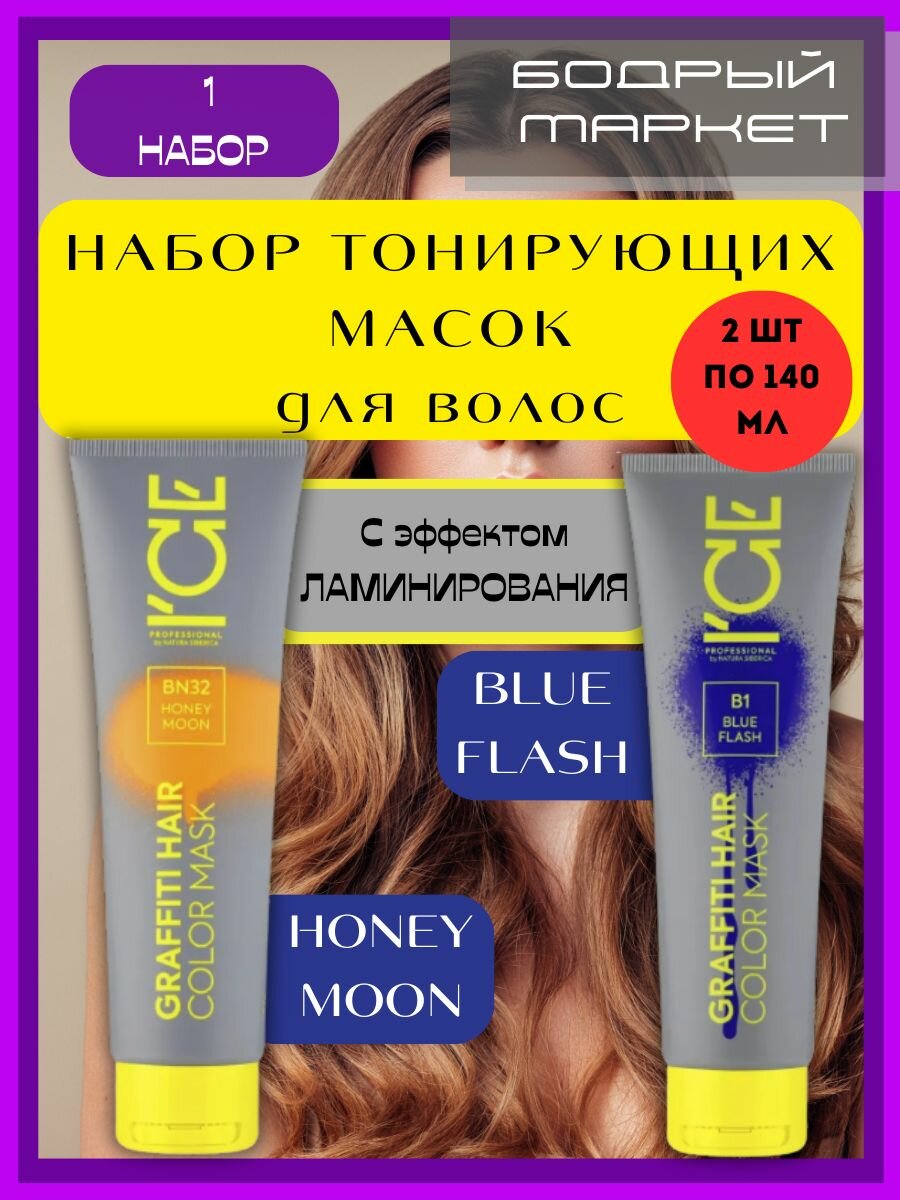 Тонирующие маски ICE Blue Flash и Honey Moon 2шт по 140мл
