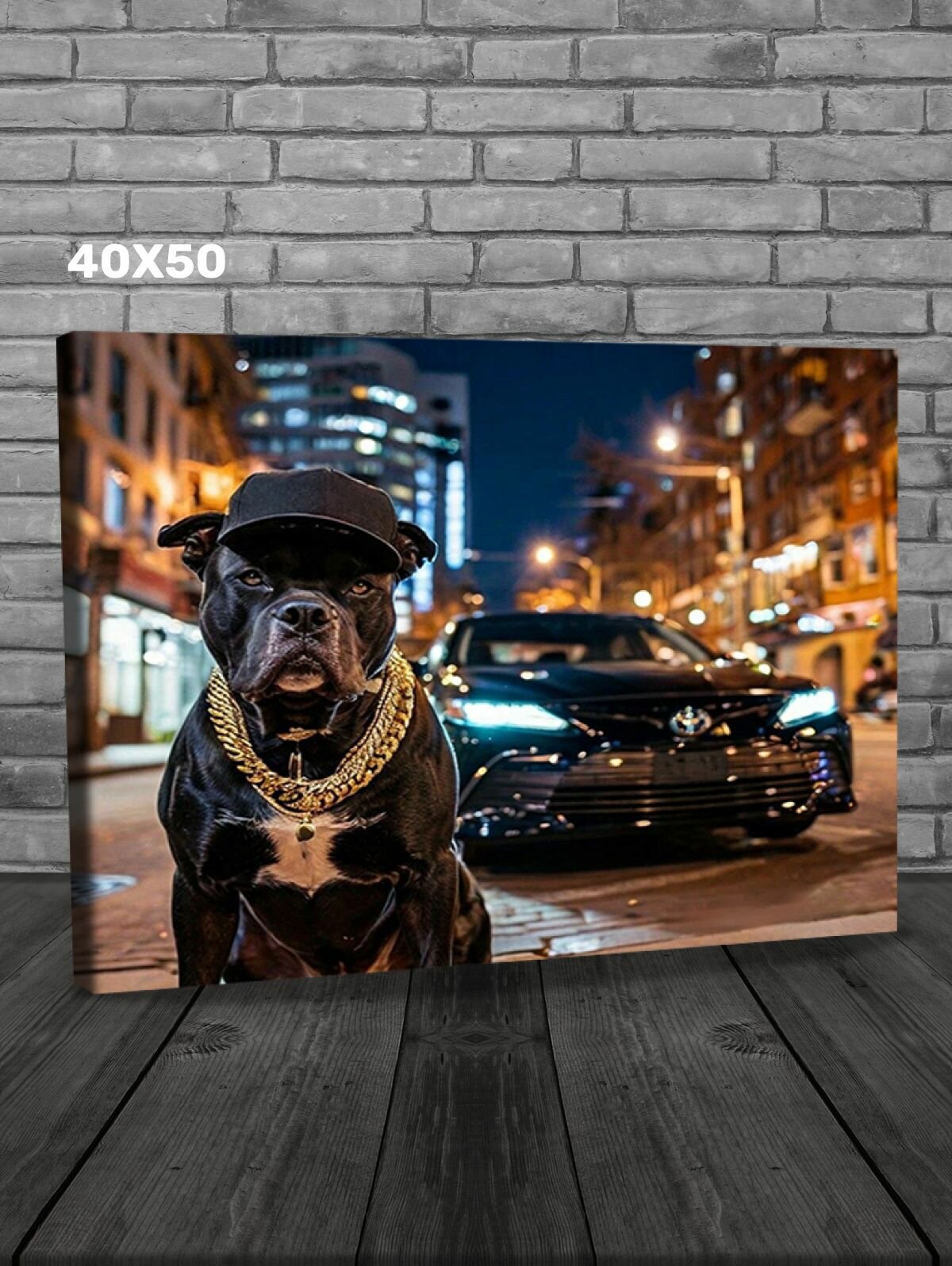 Картина на стену на холсте интерьерная 40х50 Питбуль