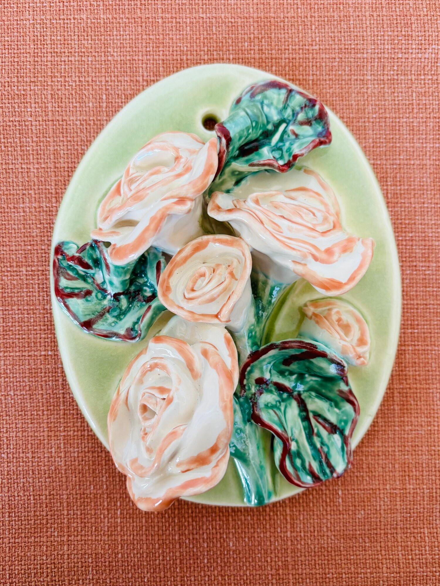 Керамическое настенное панно розы, фарфор, без рамы, 14х11 см