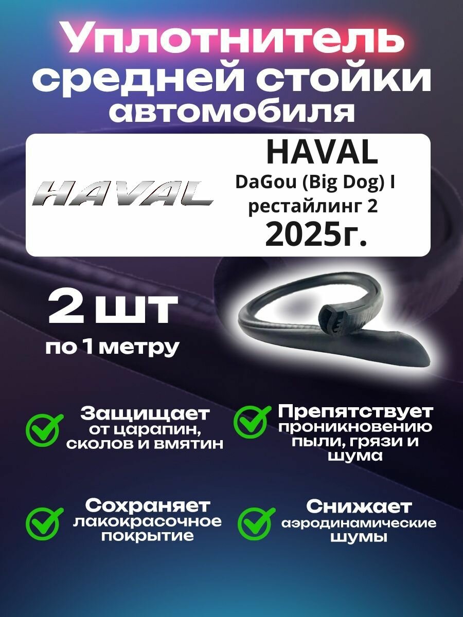 Уплотнитель средней стойки автомобиля HAVAL DaGou (Big Dog) I рестайлинг 2 (2025-2025)/ Хавейл ДаГоу (Биг Дог) 1 поколение рестайлинг 2