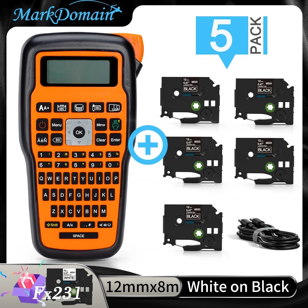 Портативный принтер MarkDomain E1000 Pro для промышленной маркировки OR-5PK White on BK