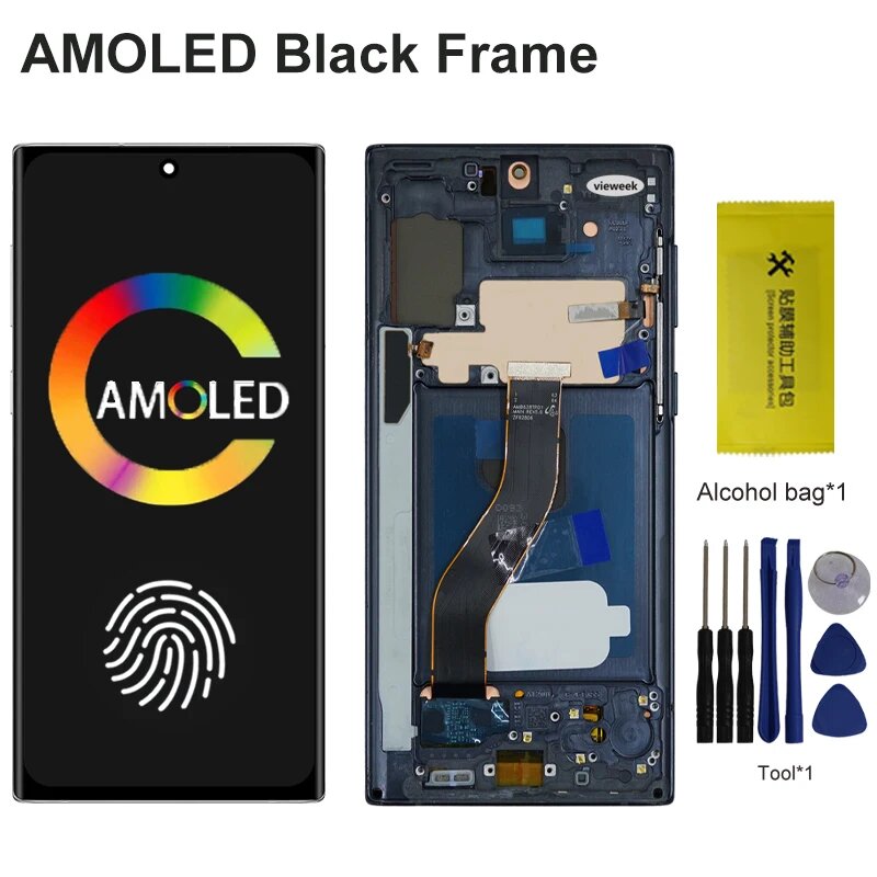 AMOLED дисплей для Samsung Galaxy Note 10 N970F N970 N9700 ЖК-дисплей с рамкой, сменный преобразователь сенсорного экрана в сборе AMOLED Black Frame