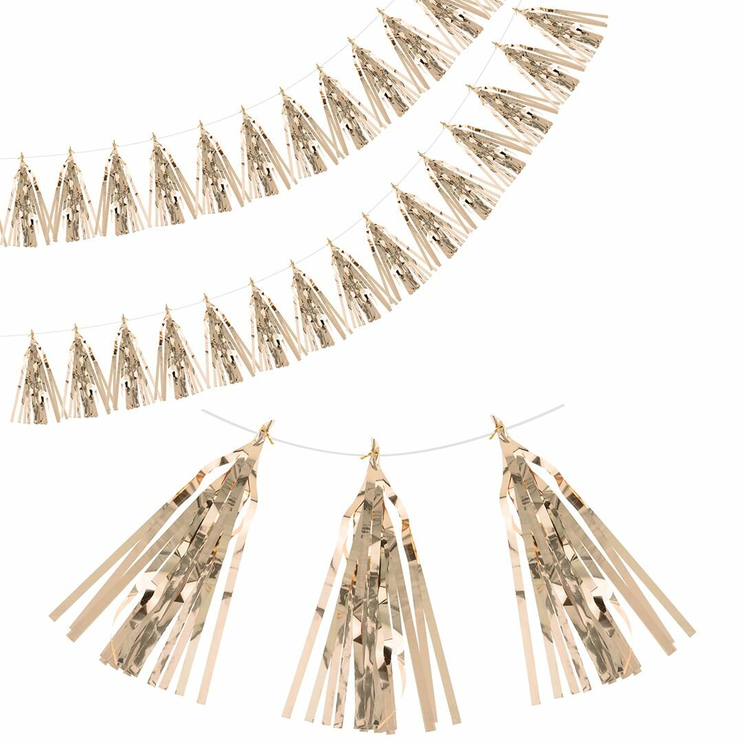 Гирлянда-дождик Волна веселья Тассел, Античное золото Металлик, 35х12 см, 12 листов
