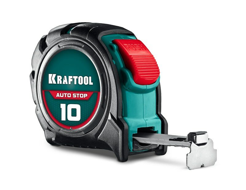 Рулетка 10м Kraftool 3412-10-25_z01 AutoStop х 25мм, профессиональная с автостопом