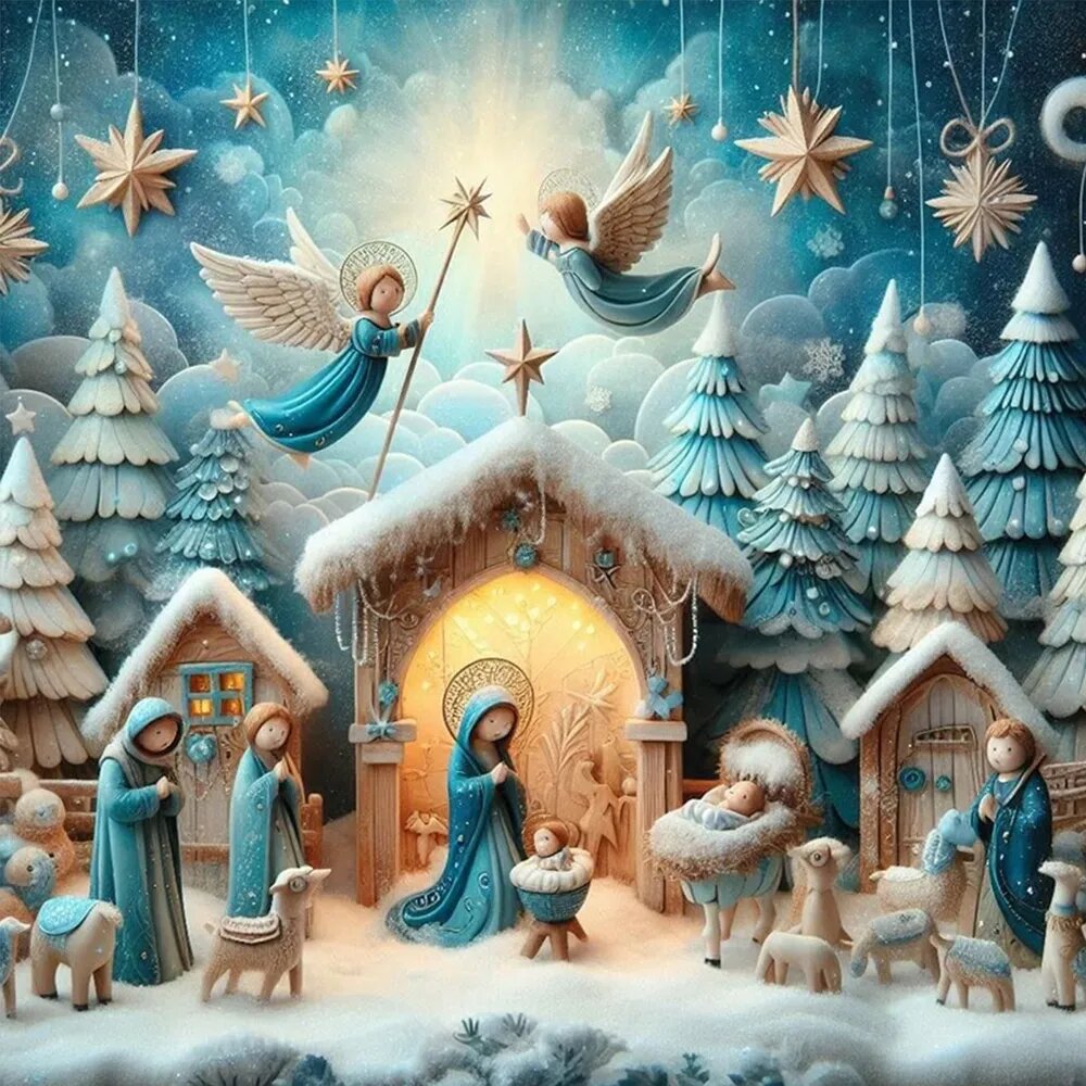 Крестиковый набор Рождество Христово на хлопковой канве 14 CT, 40 40 см